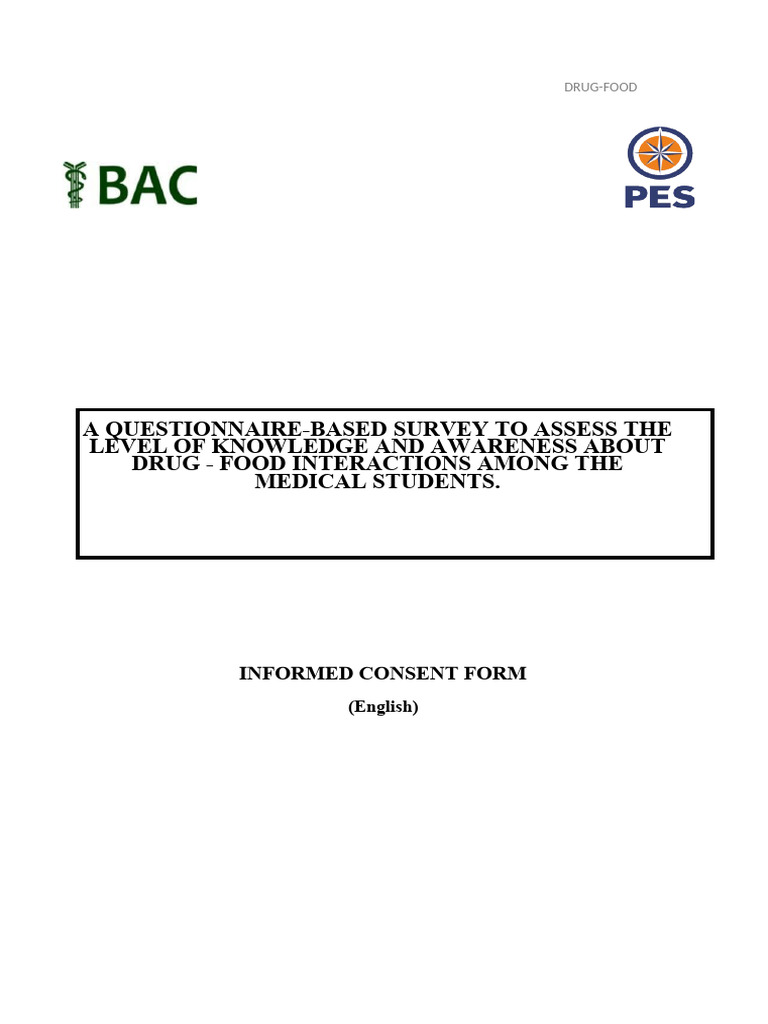 Drug-Food Interaction Consent Form | PDF | Informed Consent | Knowledge