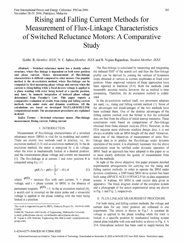 Rising and Falling Current Methods For Measurement of Flux-Linkage Characteristics of Switched ...