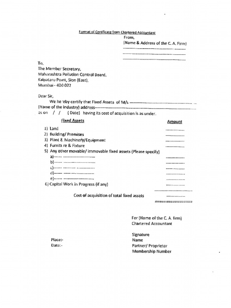 C A Certificate Format-1 | PDF