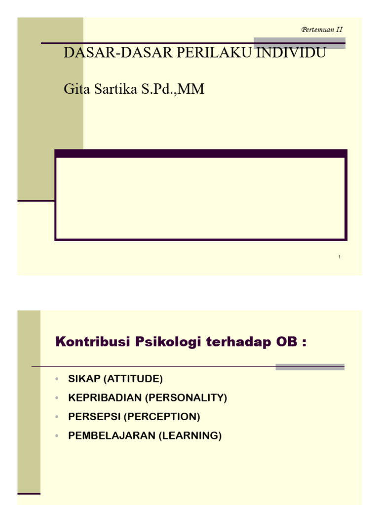 Bab 2 Dasar-Dasar Perilaku Individu | PDF