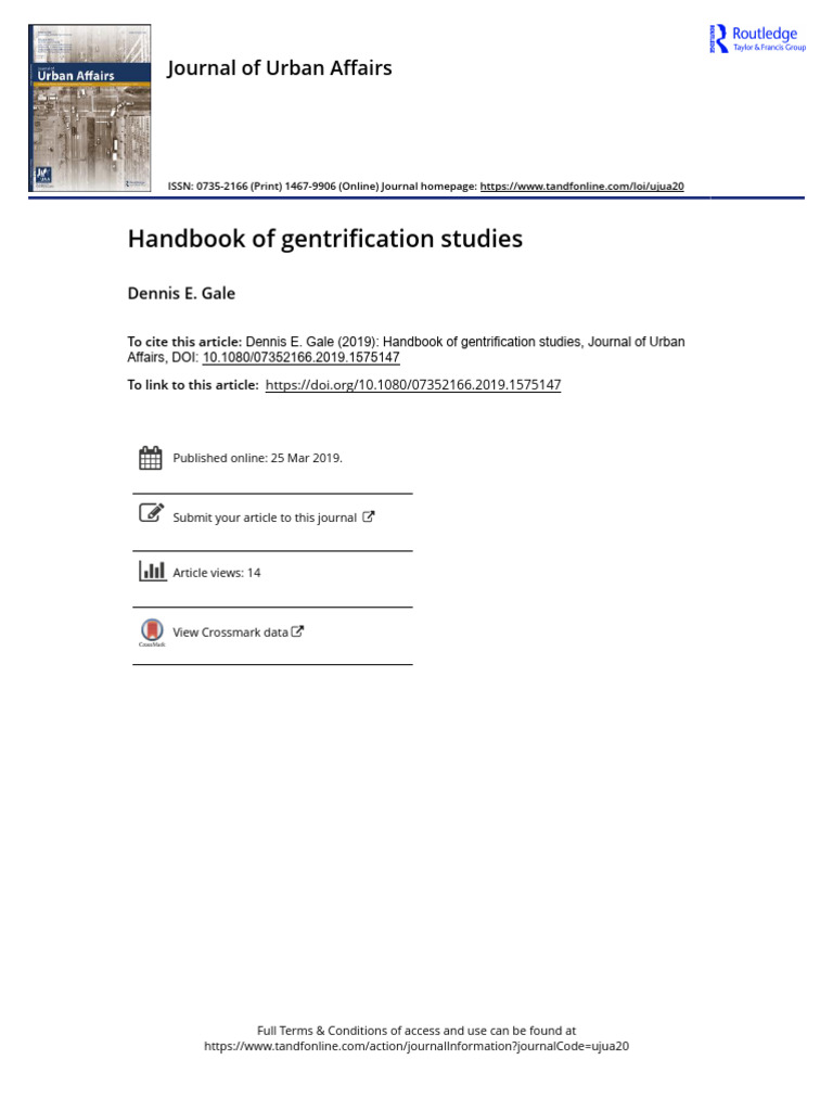 Gentrification Studies Handbook Review | PDF