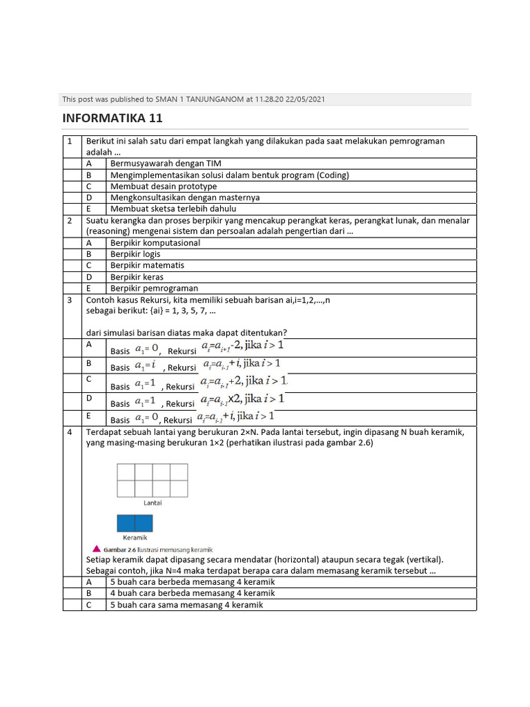 Soal Informatika XI SMA | PDF