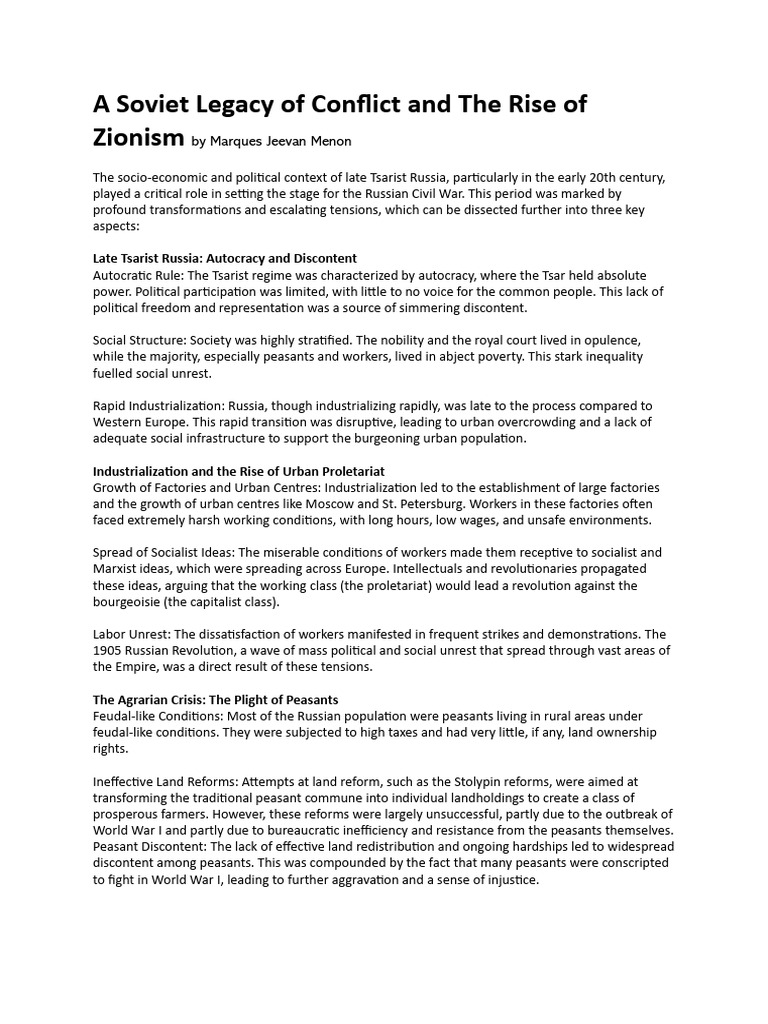 A Soviet Legacy of Conflict by Marques Jeevan Menon | PDF | Zionism ...