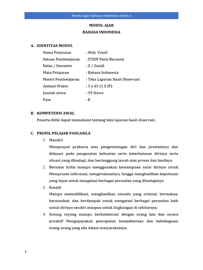 Modul Ajar Yusuf | PDF