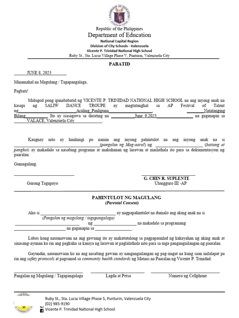 Parent Consent NLC 2023 | PDF