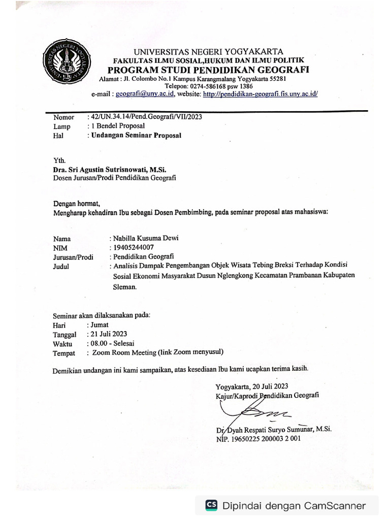 Undangan Seminar Proposal | PDF