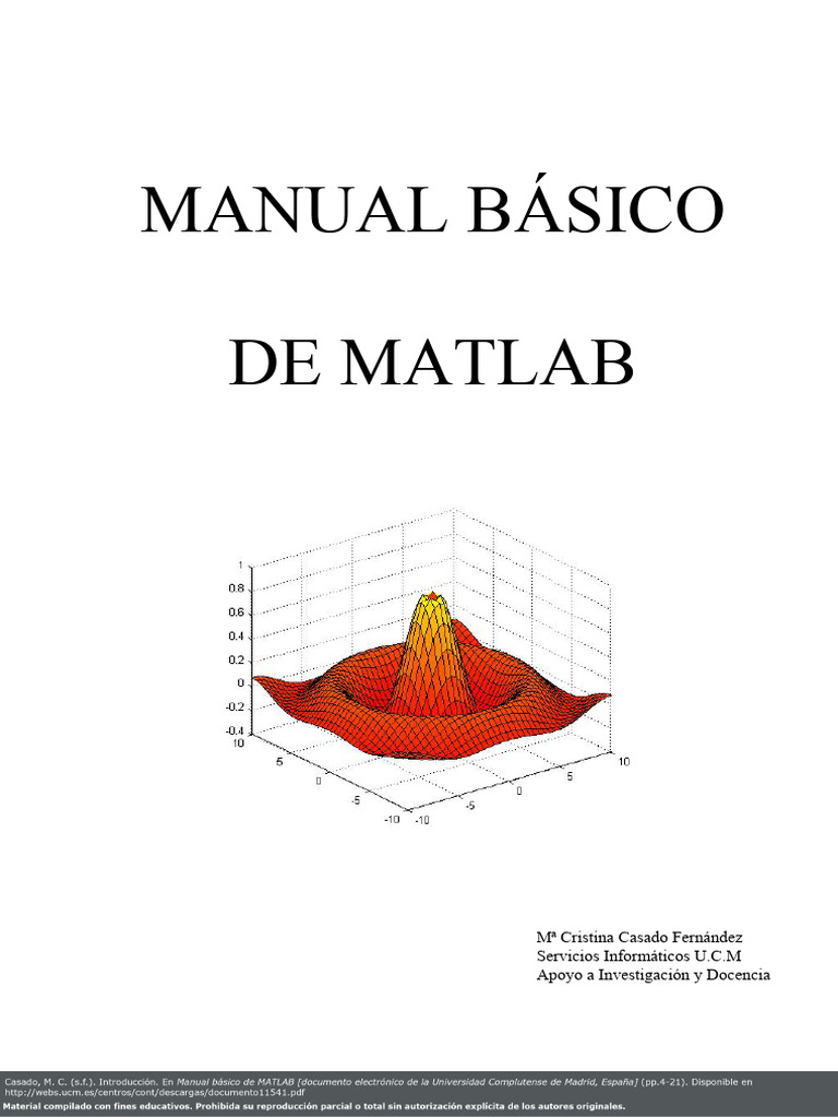 Manual Basico de Matlab - Casado, Ma. C. (S.F.) . | PDF | Matriz (Matemáticas) | Trigonometría
