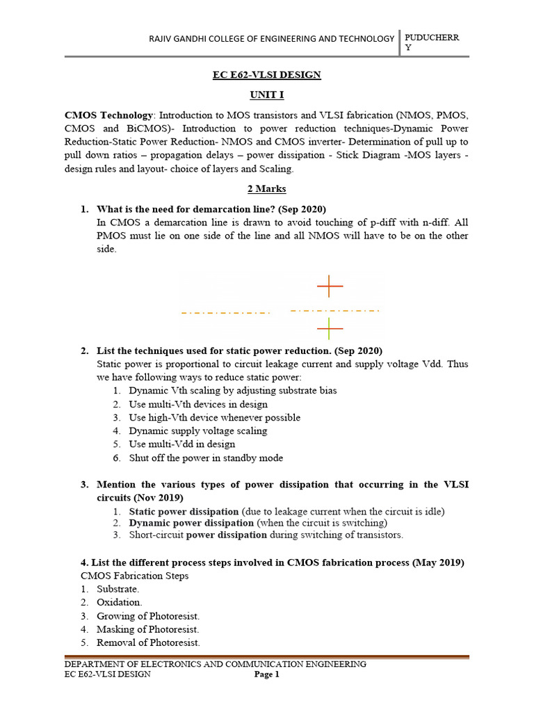 Unit 1-Vlsi | PDF | Cmos | Mosfet