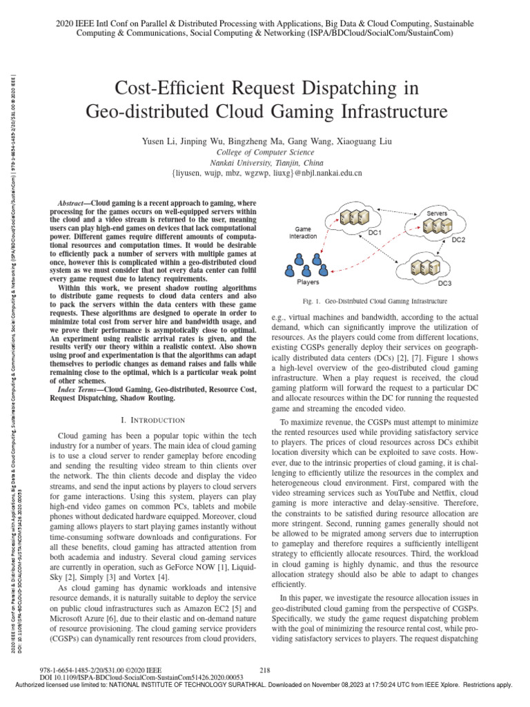 Cost-Efficient Request Dispatching in Geo-Distributed Cloud Gaming ...