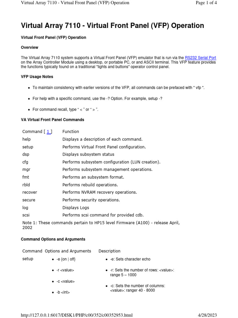 Virtual Array 7110 - Virtual Front Panel (VFP) Operation | Download ...