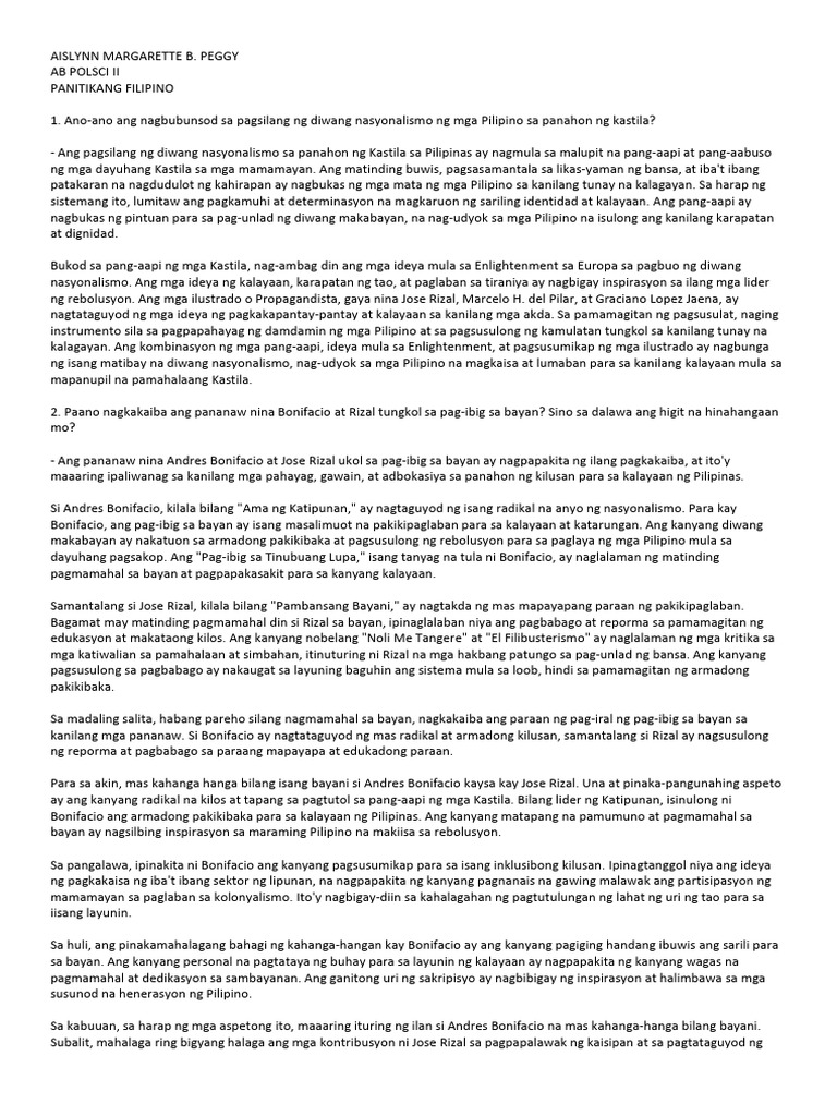 Assignment Sa PANITIKANG FILIPINO | PDF