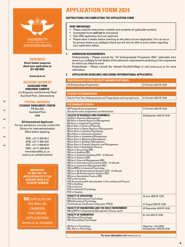 Uj Application Form 2024 | PDF