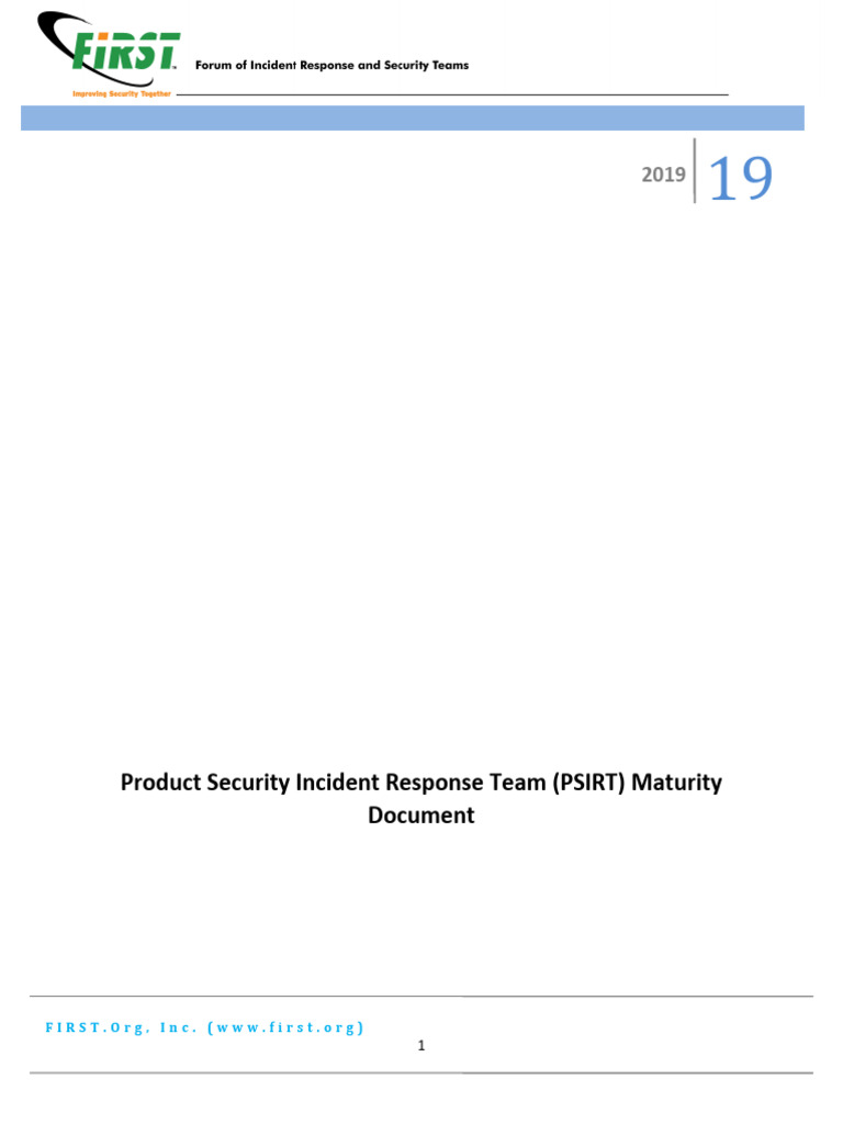 FIRST PSIRT Maturity Document | PDF | Vulnerability (Computing) | Computer Security