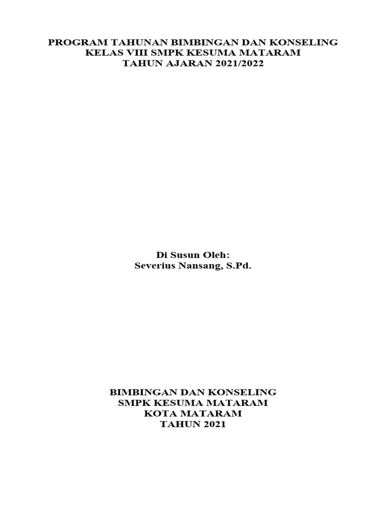 Program BK Kelas 8 Tahun BK 2021-2022 | PDF
