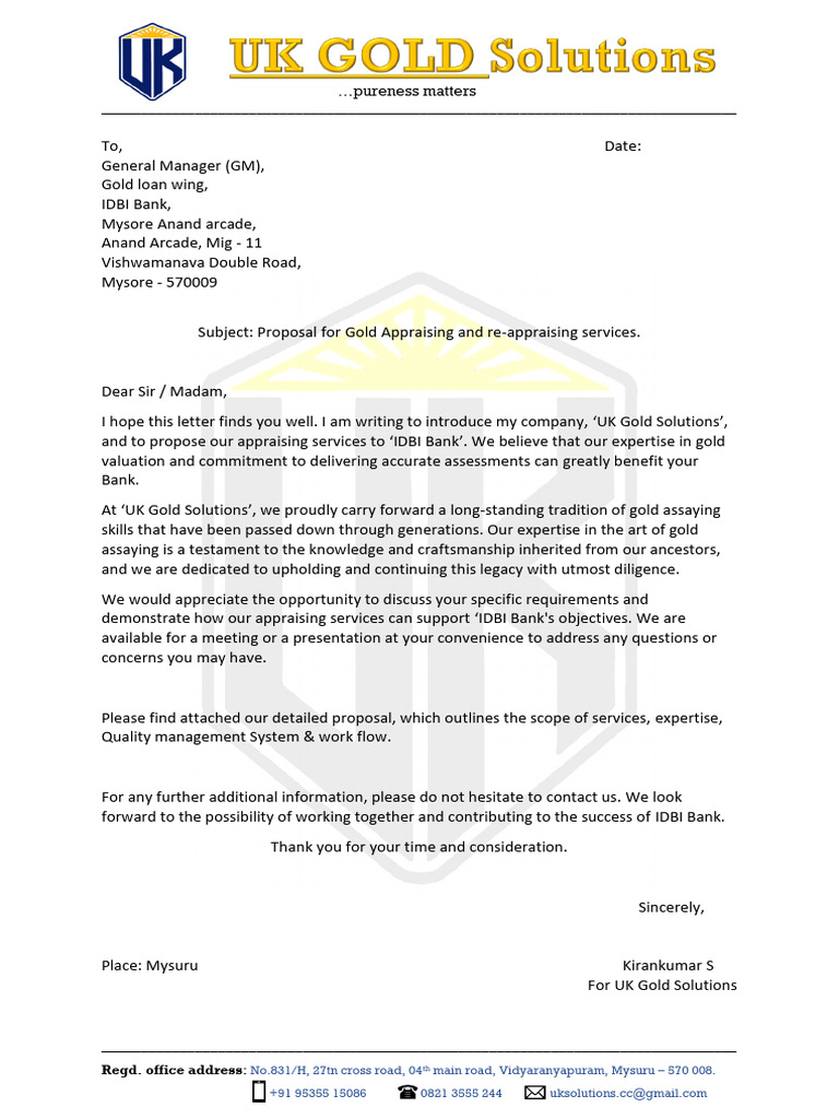 Covering Letter - IDBI Bank | PDF