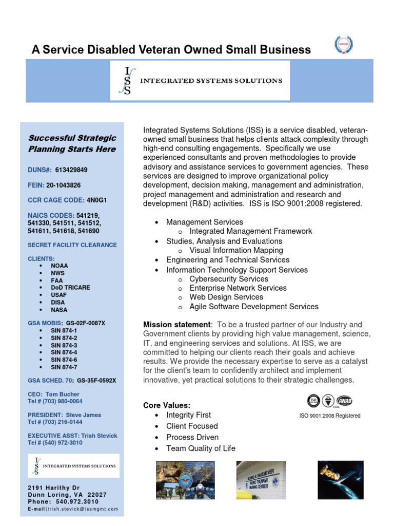 ISS One Page Capability Statement | PDF | Consultant | Agile Software Development