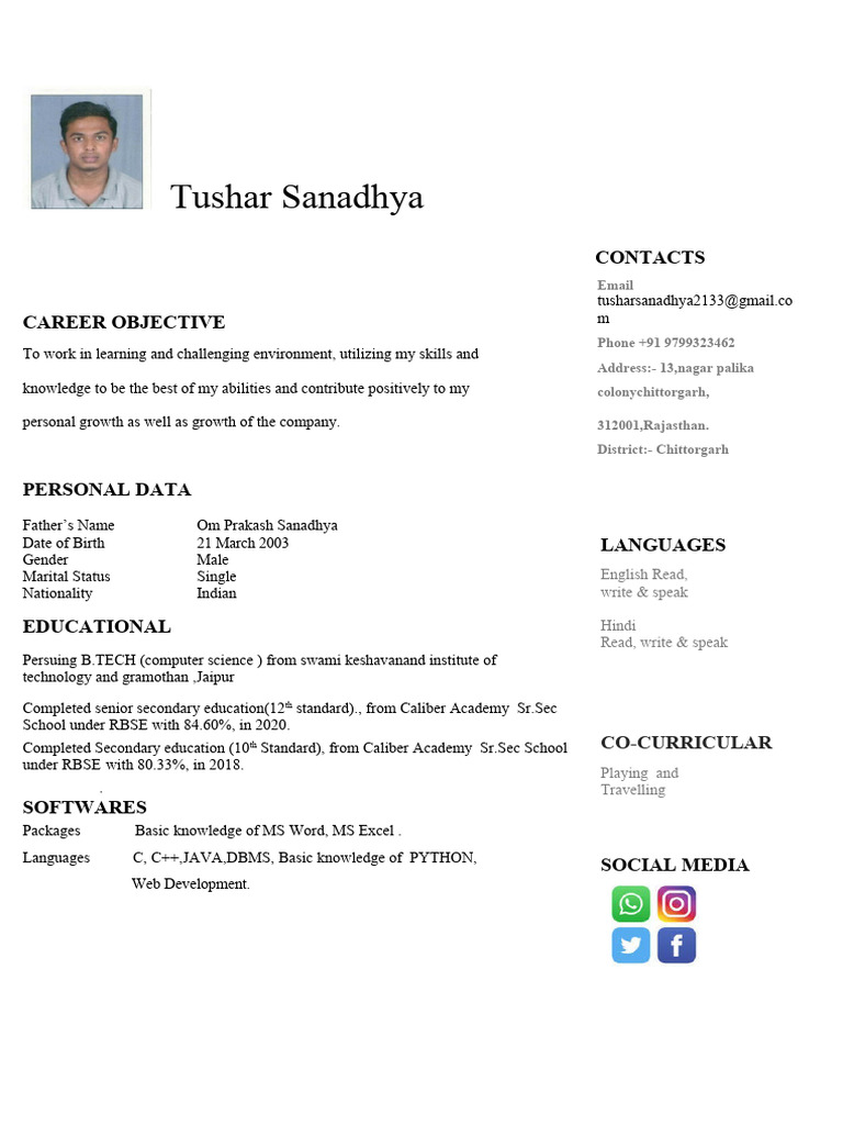 Tushar RESUME | PDF | Computing