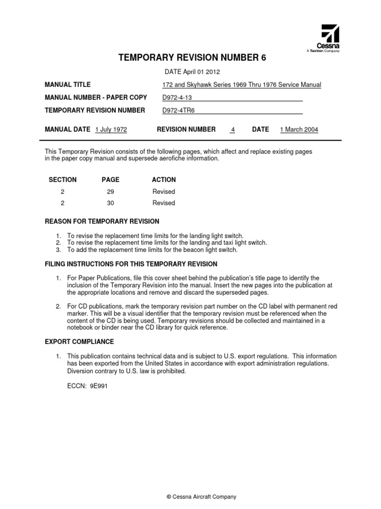 Manual Title Manual Number - Paper Copy Temporary Revision Number | PDF ...