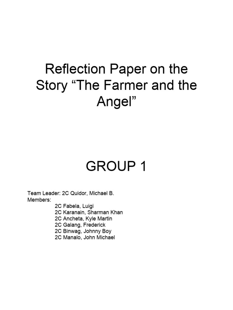 Reflection on "The Farmer and the Angel" | PDF