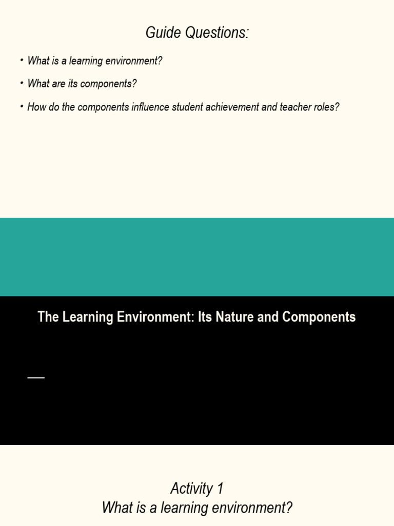 Nature and Component of Learning Environment (1) .PPTX | PDF | Learning ...