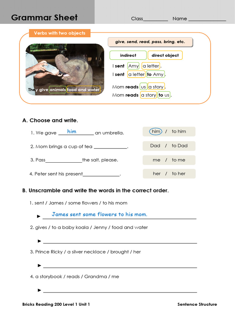 Bricks Reading 200 - L1 - Grammar Sheet | PDF | Lunch | Adverb