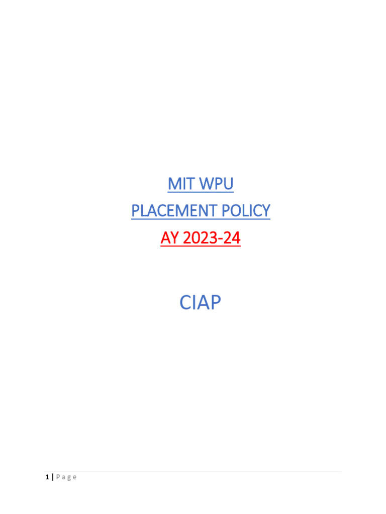 MainRevised Placement Policy 5 Nov 2023 | PDF | Career & Growth