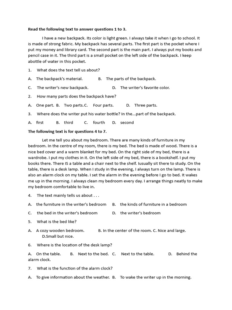 Descriptive Text Practice Exercises | PDF | Bedroom | Observatory