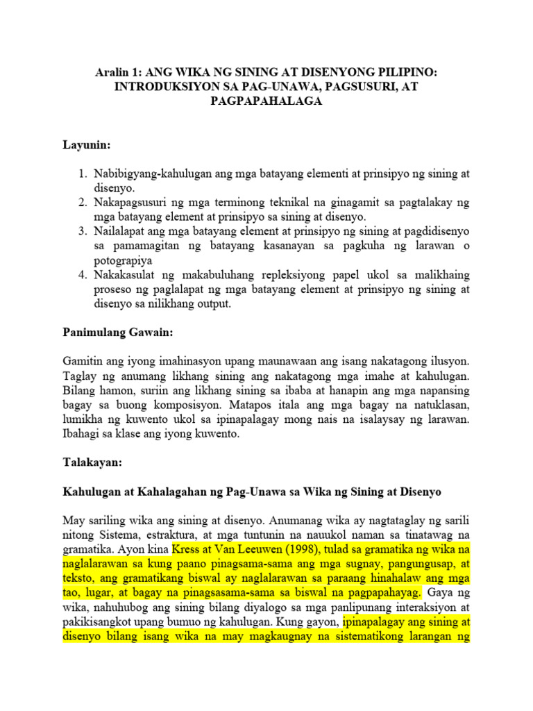 Sining at Disenyo | PDF