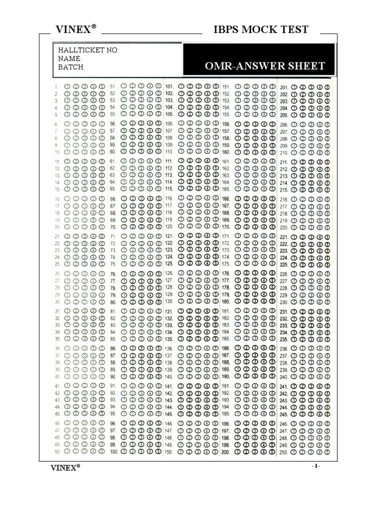 Omr Sheet (Ibps) | PDF