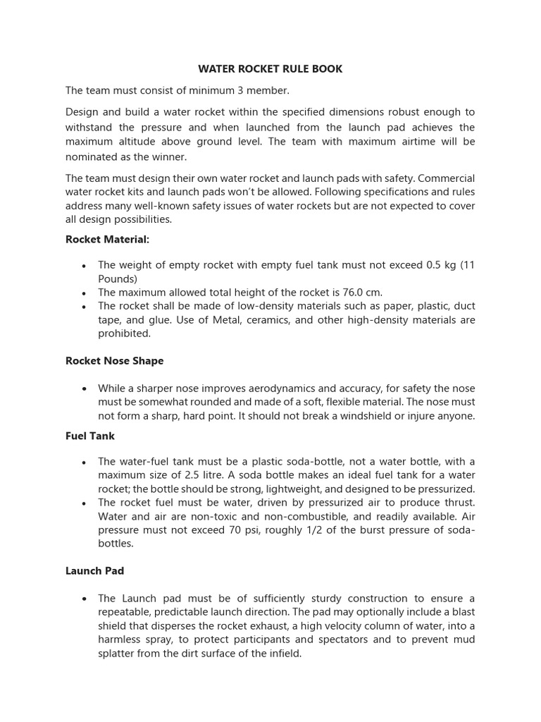 Water Rocket Rule Book | Download Free PDF | Rocket | Flight