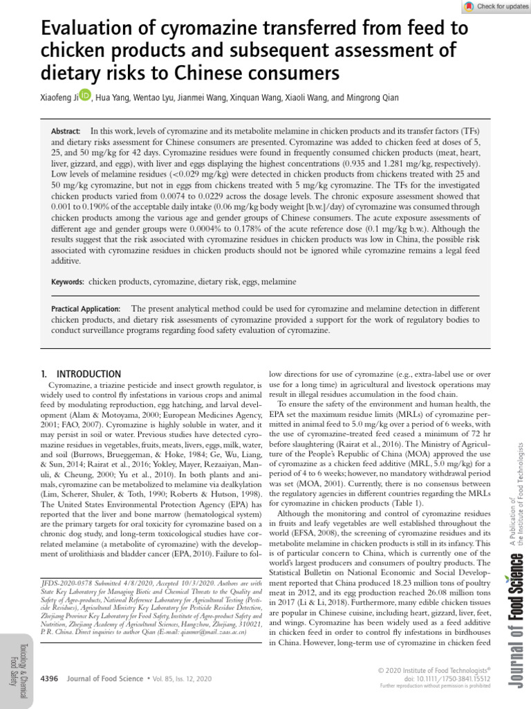Journal of Food Science - 2020 - Ji - Evaluation of Cyromazine ...