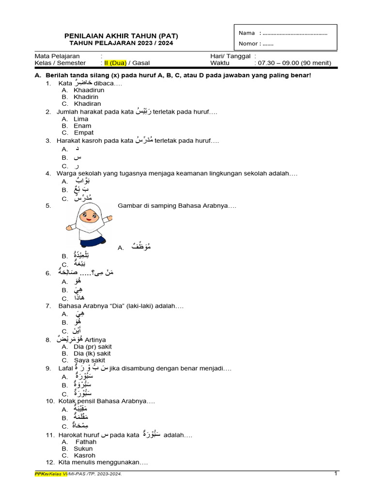 Template Soal PAS 2023-2024 | PDF