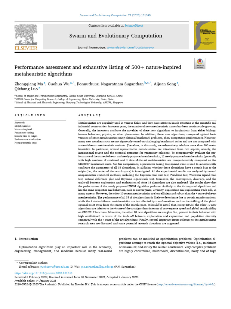 Swarm Computation Algorithms | PDF | Metaheuristic | Mathematical Optimization
