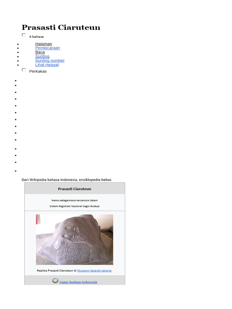 Prasasti Ciaruteun | PDF | Ilmu Sosial