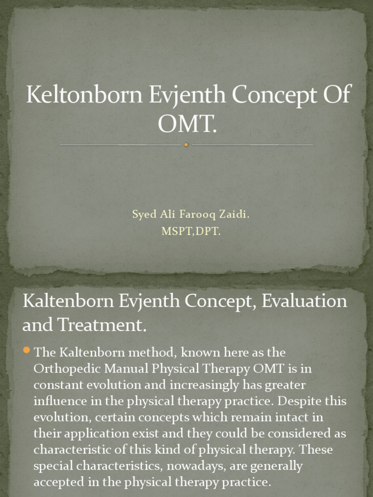 Kaltenborn Evjenth Concept of OMT | PDF | Physical Therapy | Myofascial ...