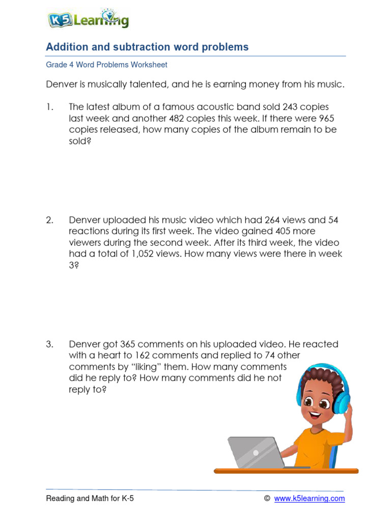 Grade 4 Word Problems Mixed Addition Subtraction D | PDF
