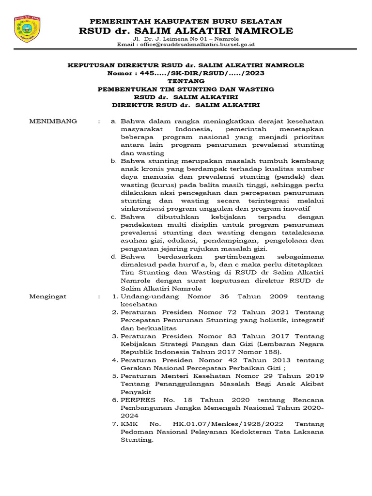 Pembentukan Tim Stunting dan Wasting | PDF | Kesehatan Holistik