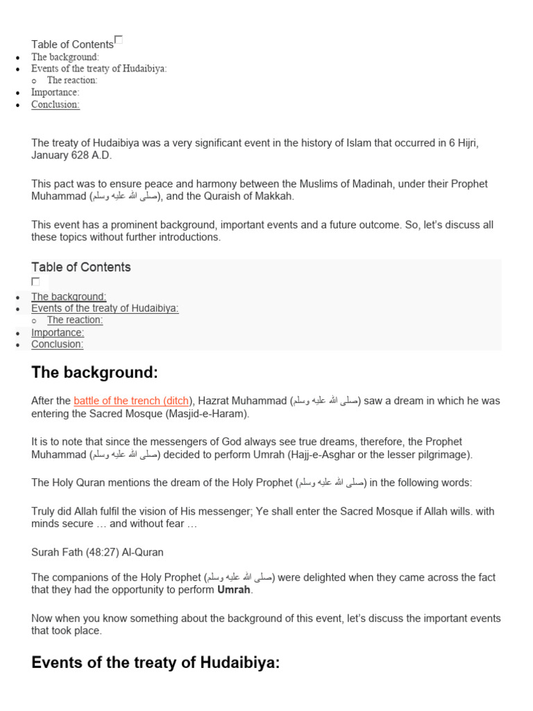 Treaty of Hudabiya | PDF | Muhammad | Mecca