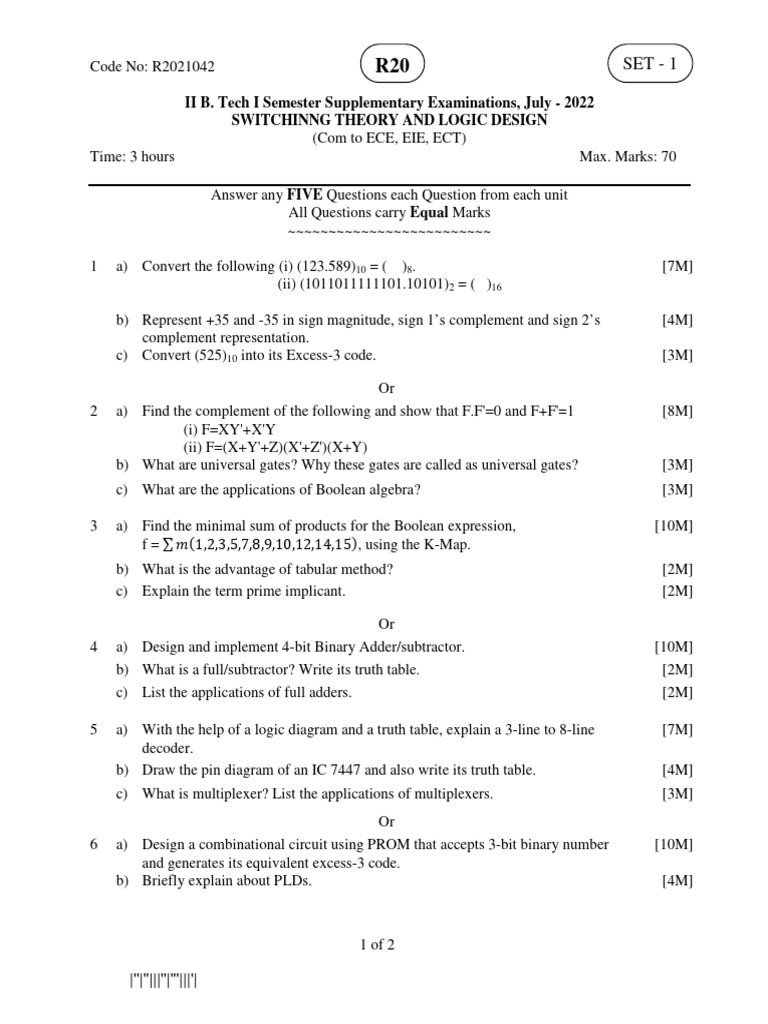 Switchinng Theory and Logic Design July 2022 | PDF | Theory Of Computation | Applied Mathematics
