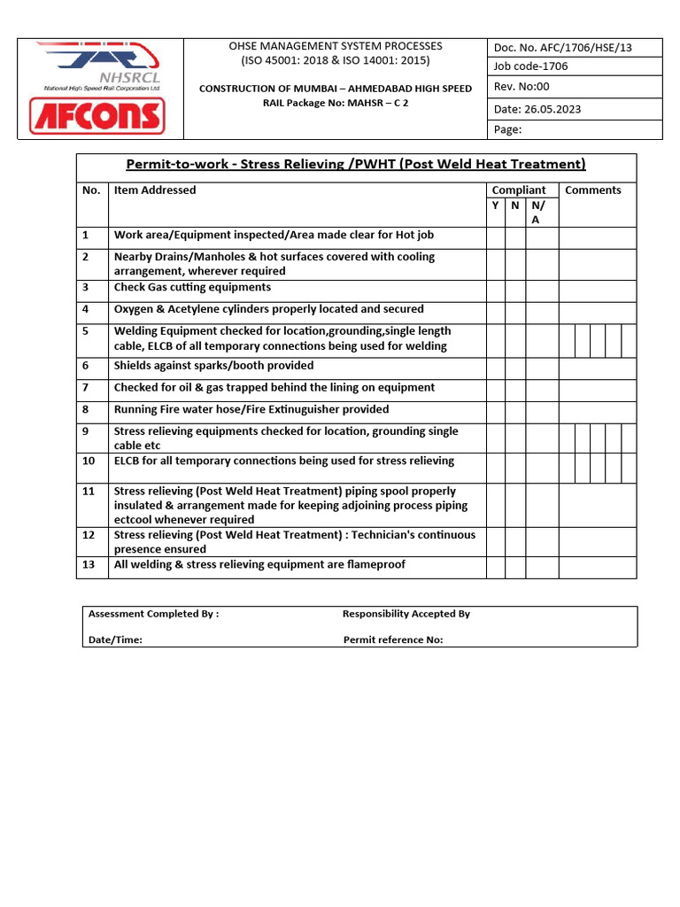 Permit-To-Work - Stress Relieving PWHT | PDF