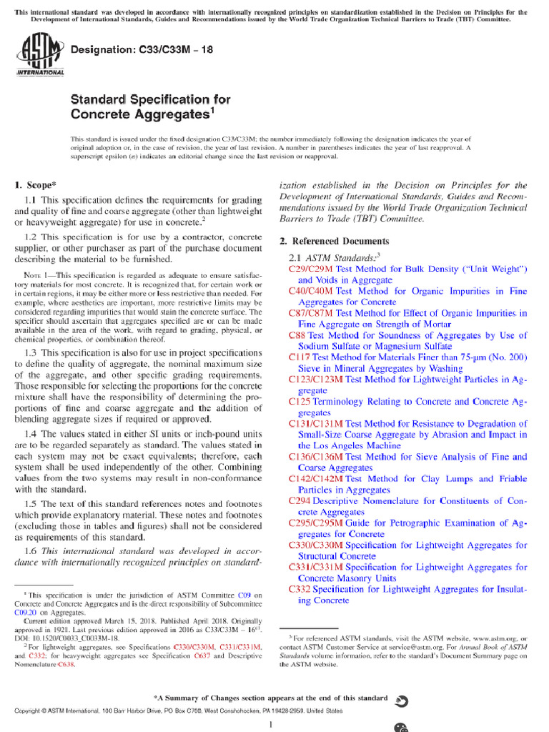 Astm C33-C33M - 18 | PDF