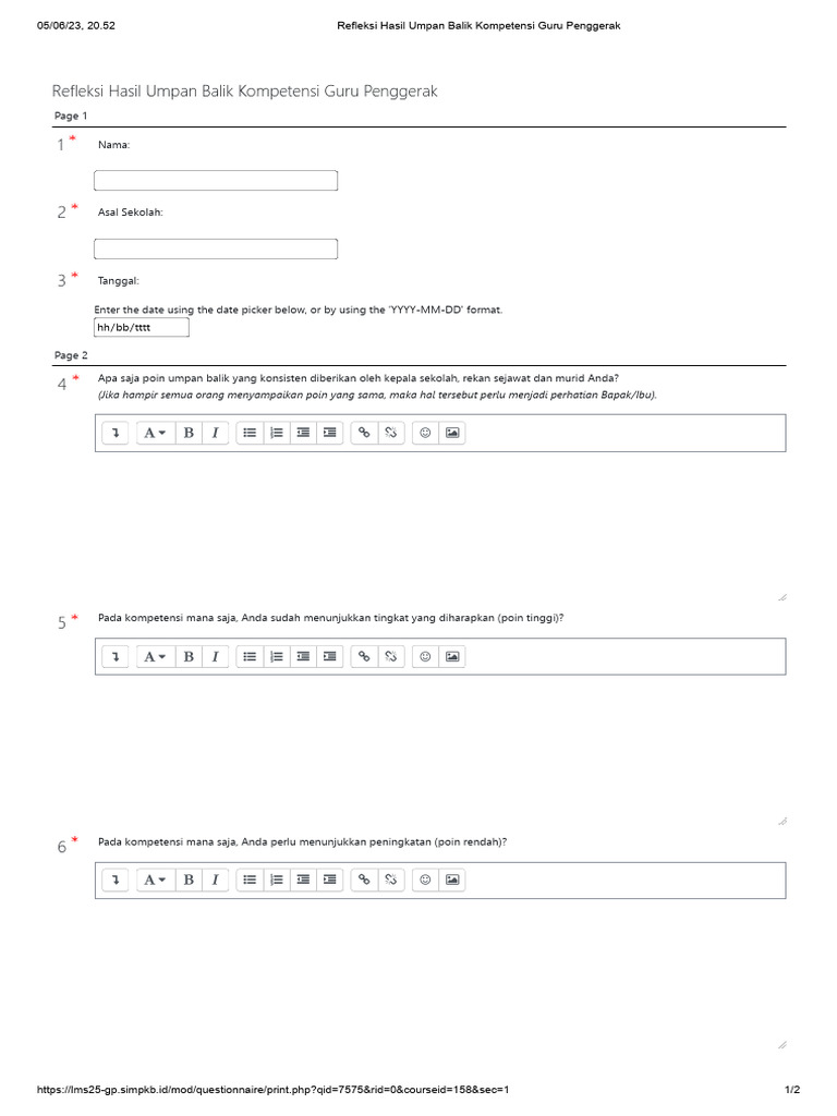 Refleksi Hasil Umpan Balik Kompetensi Guru Penggerak | PDF
