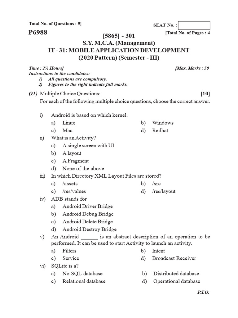 3rd - semesters-Pyqp'S - March-April-2021 - Mca (Management) 2020 ...