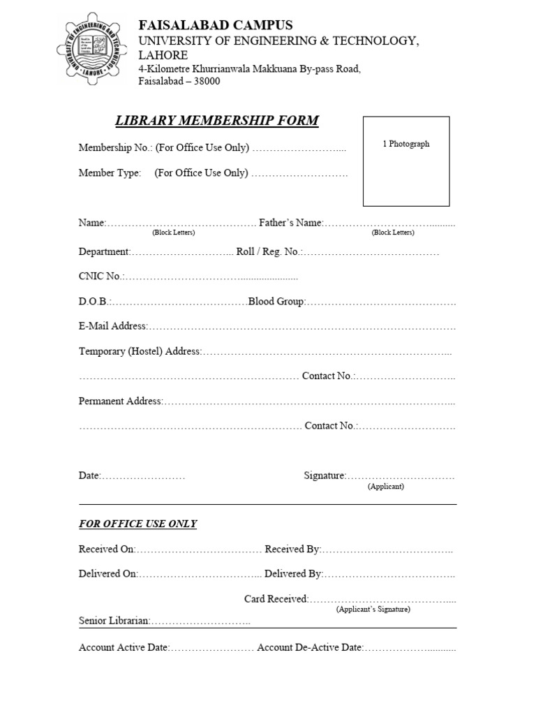 Library Form Front | PDF | Libraries