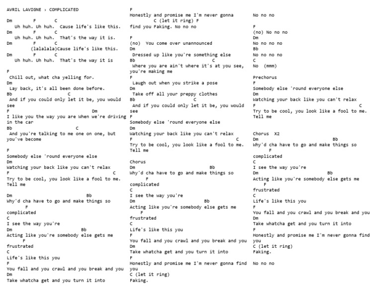 Avril Lavigne - Complicated | PDF
