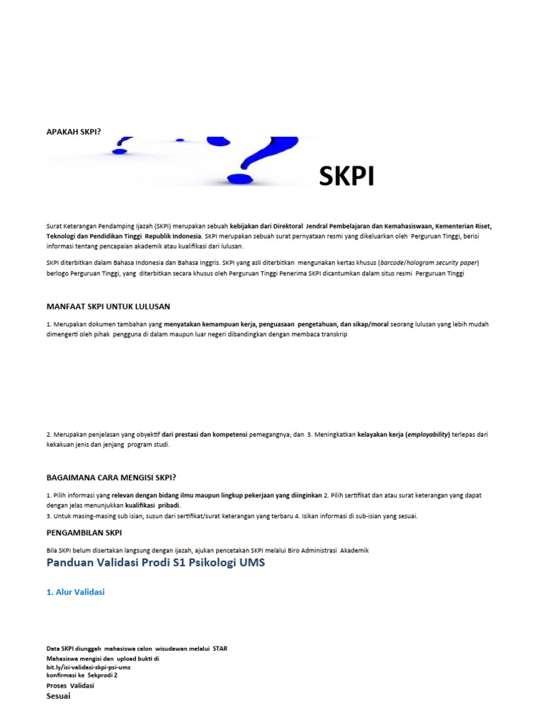 Alur Dan Panduan SKPI Psi UMS 2021 | PDF