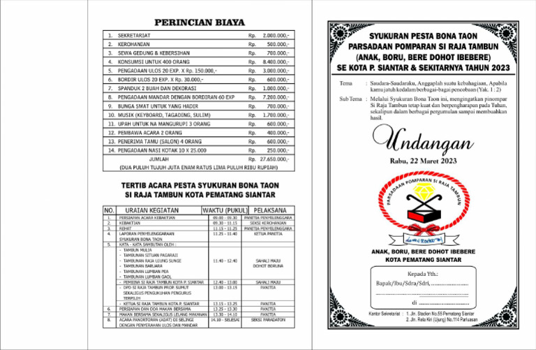 Undangan Bona Taon - 0 | PDF