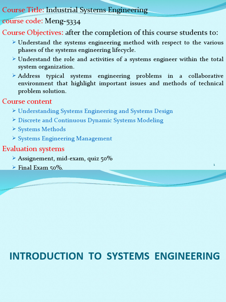 Chapter 1 - Industrial System Engineering | PDF | System | Systems Engineering