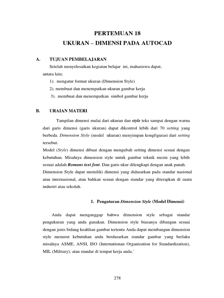Pertemuan 18 - Ukuran Dimensi Pada AutoCad | PDF