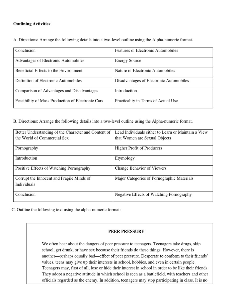 Outlining Activities - BSED ENGLISH | PDF | Adolescence | Behavioural ...
